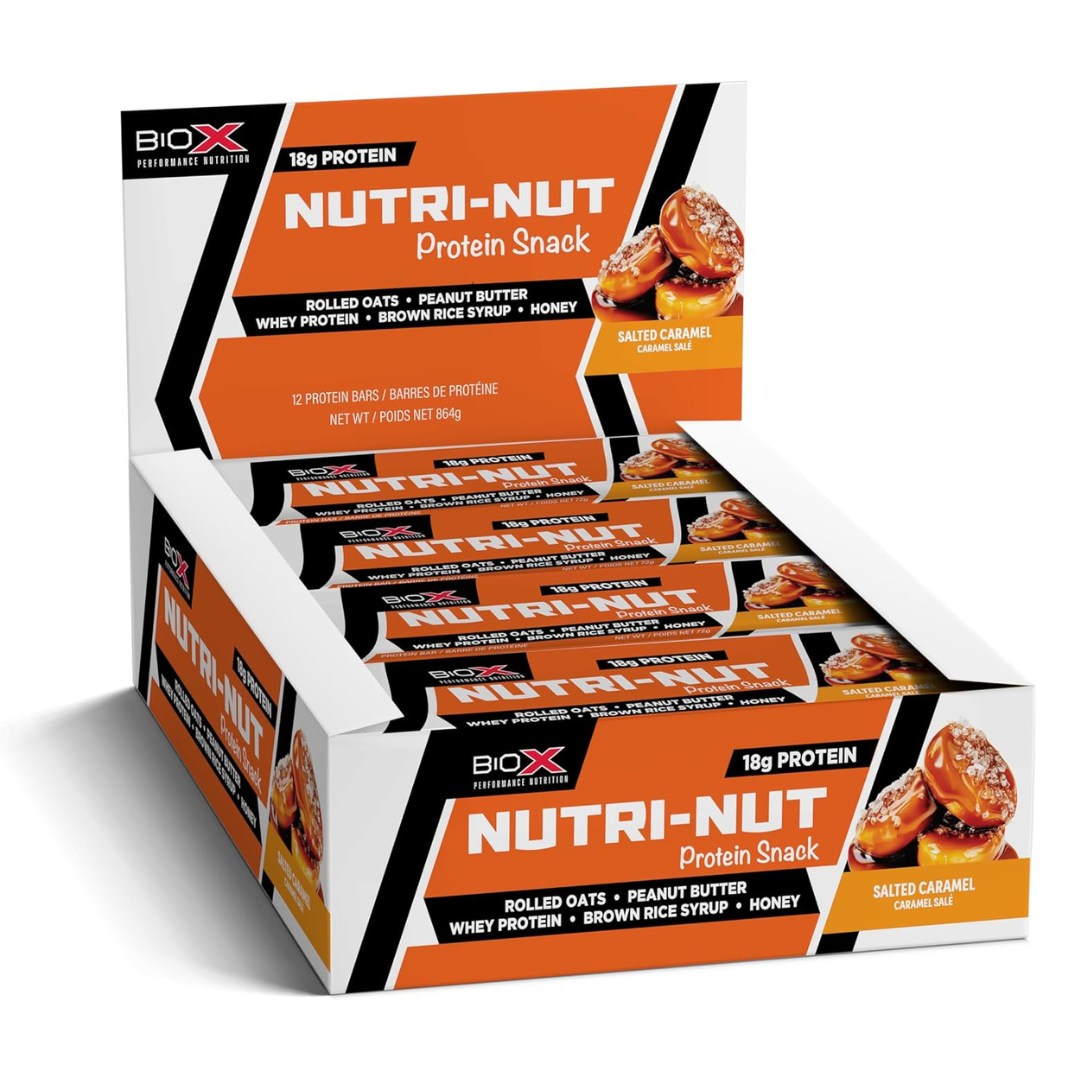 BioX Nutri-Nut Protein Snack Bar Salted Caramel (Box of 12 ...
