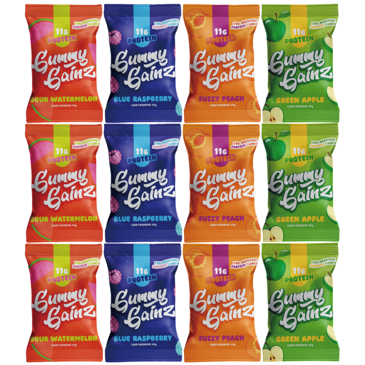 Gummy Gainz Protein Candy Assorted 4 Flavours (Pack of 12 ...