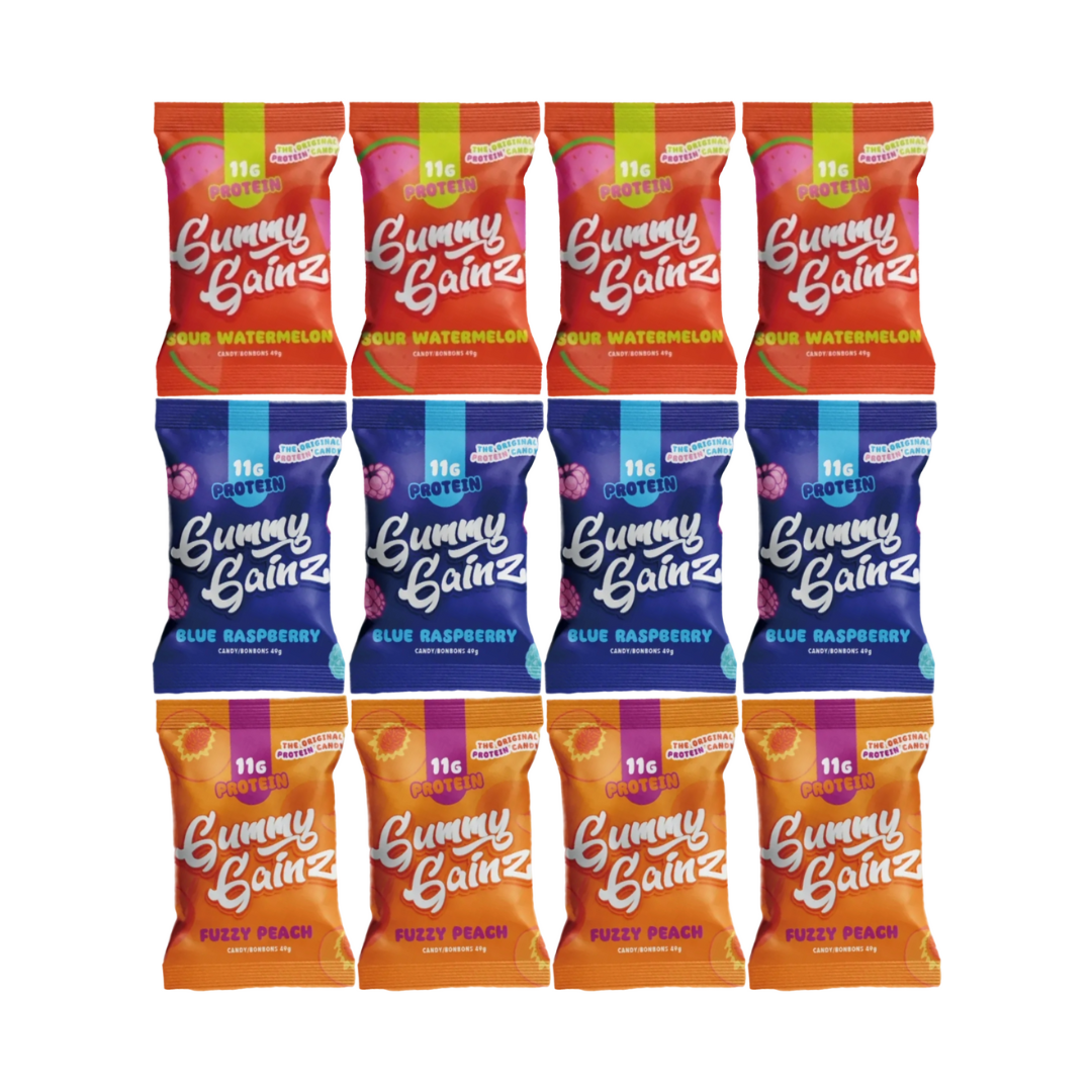 Gummy Gainz Protein Candy Assorted 3 Flavours (Box of 12 ...