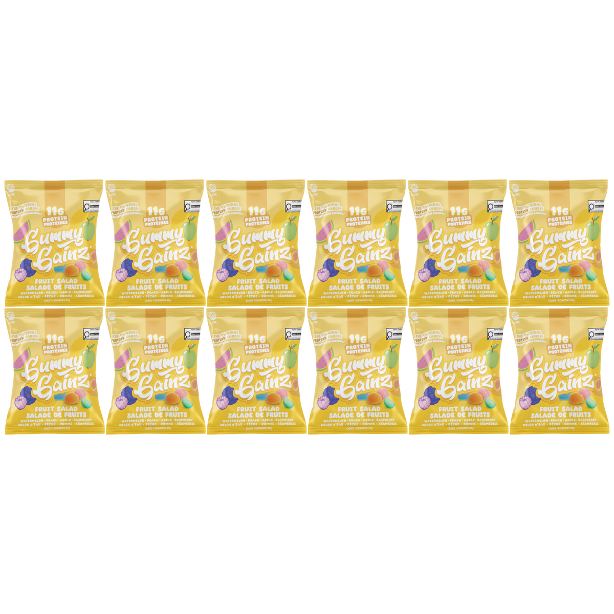 Gummy Gainz Protein Candy Fruit Salad (Box of 12 Bags ...