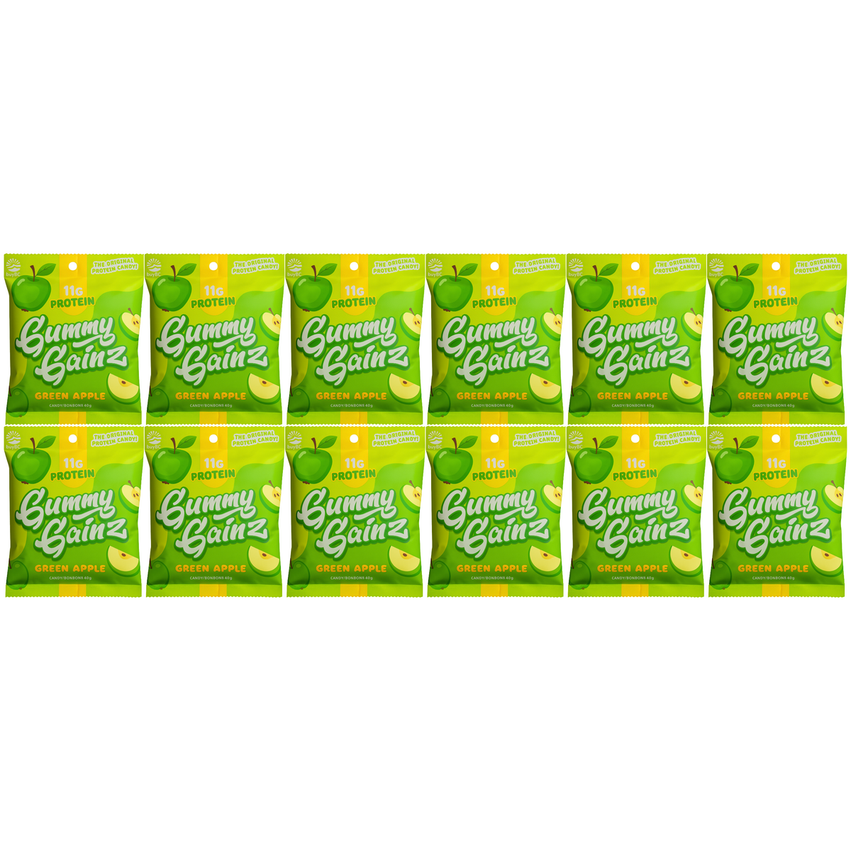 Gummy Gainz Protein Candy Green Apple (Box of 12) | Fuel Supplements ...